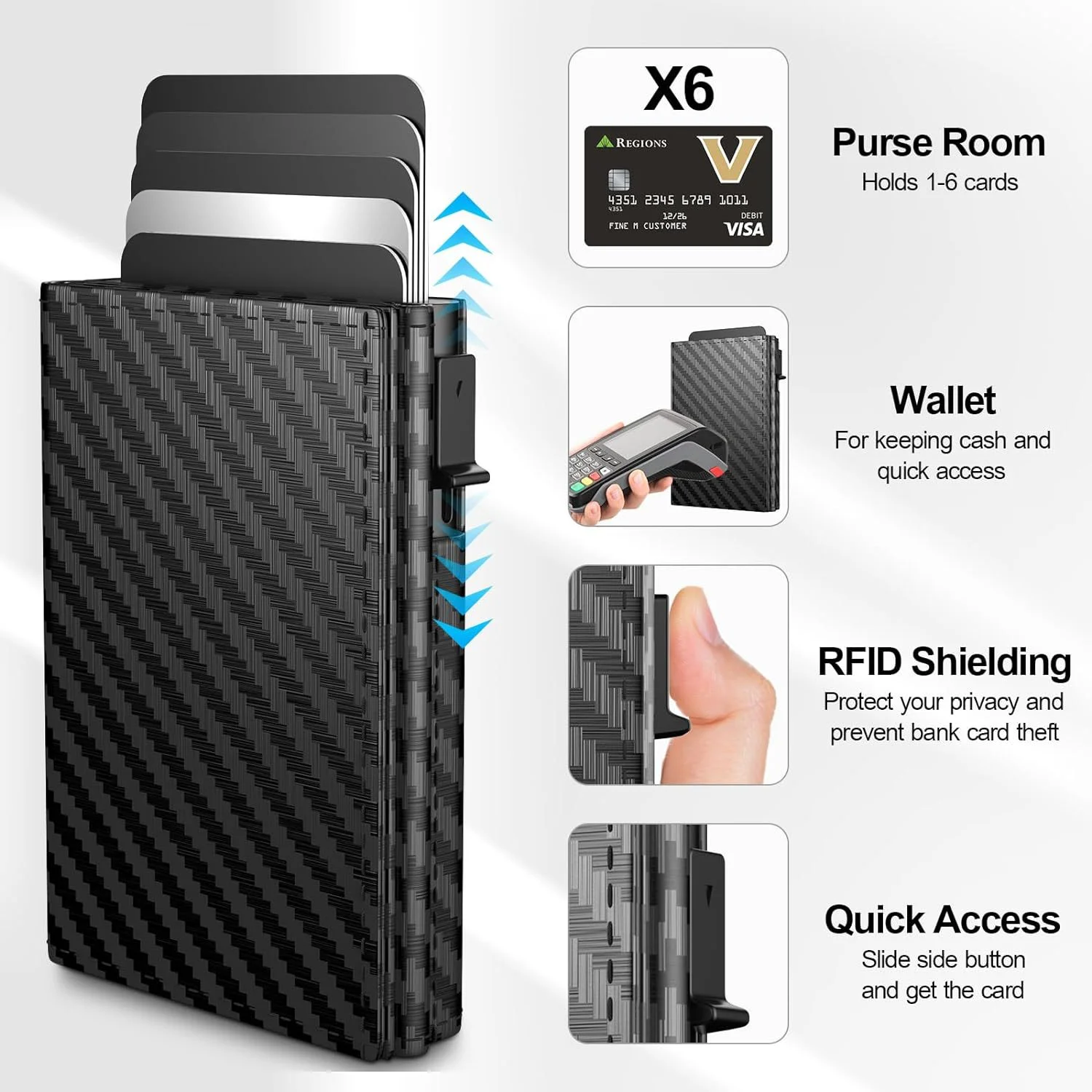 Hard Card Case Anti-Magnetic Carbon Fibre Wallet Custom LOGO - ETOON