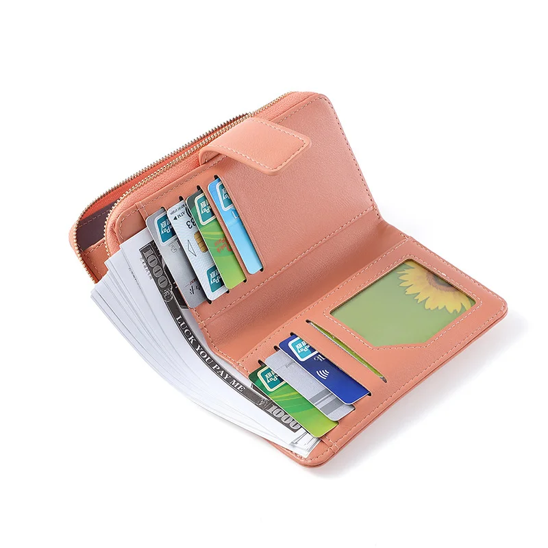 Solid Colour Card Case Waterproof Leather Wallet Practical Use - ETOON